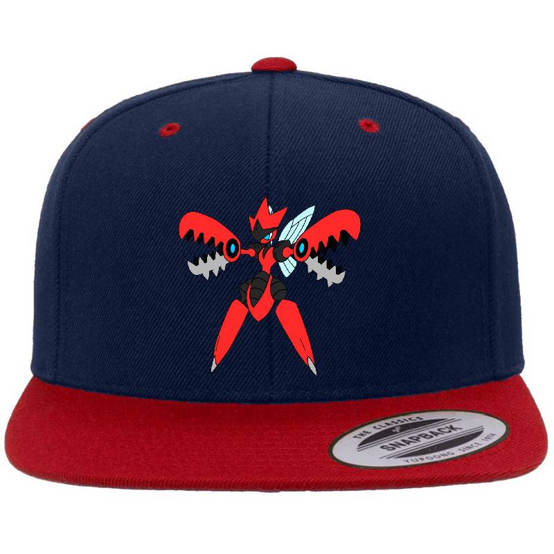 Pokemon- Mega Scizor Premium Flat Bill Snapback Cap - T-FUNNY