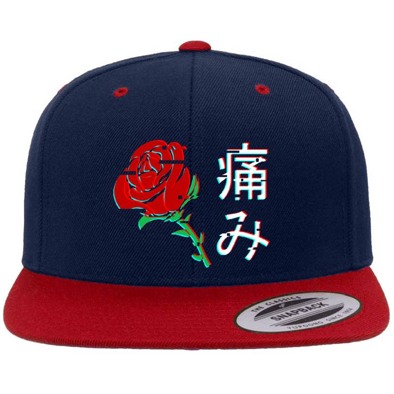 Japanese Aesthetic Rose V4 Premium Flat Bill Snapback Cap - T-FUNNY