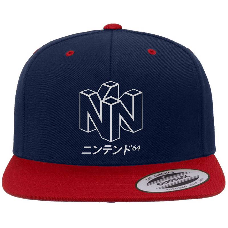 Japanese Nintendo 64 Logo Premium Flat Bill Snapback Cap - T-FUNNY