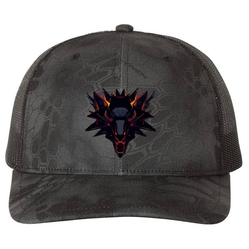 Witcher School Of Wolf - Black & Lava Symbol Richardson Premium Trucker ...