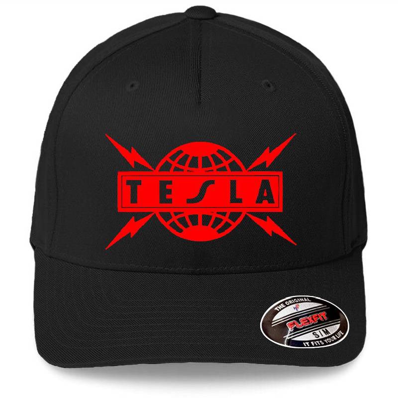 Tesla Red Logo Flexfit Baseball Cap - T-FUNNY