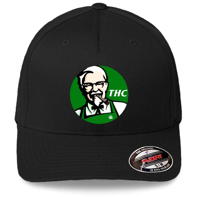 Finger Stickin Bud Thc Kfc Logo Flexfit Baseball Cap - T-FUNNY