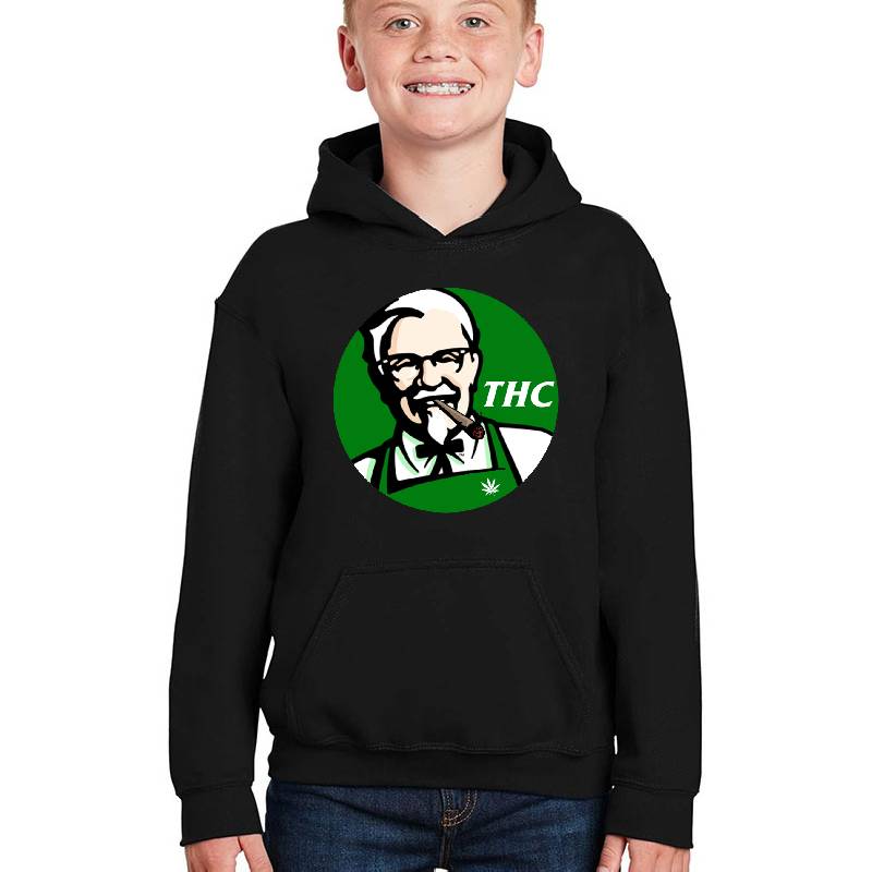 Finger Stickin Bud Thc Kfc Logo Youth Hooded Sweatshirt - T-FUNNY