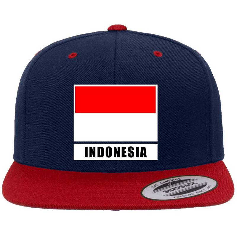 Indonesia Indonesian flag flag Premium Flat Bill Snapback Cap - T-FUNNY