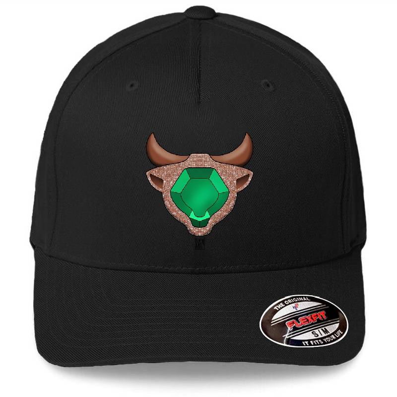 Taurus Zodiac Bejeweled Emblem Flexfit Baseball Cap - T-FUNNY