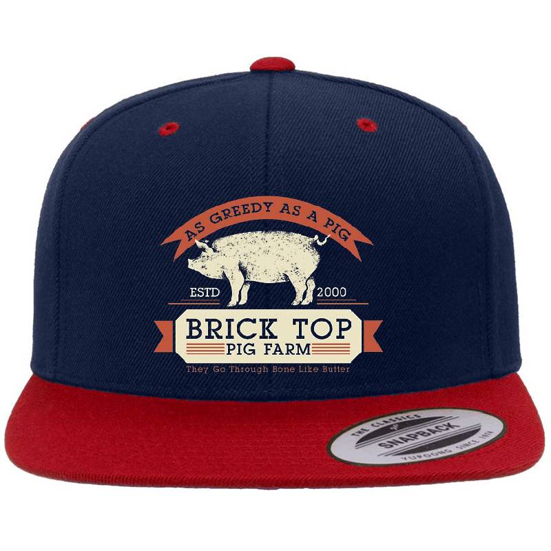 Brick Top Pig Farm - As Greedy as a Pig Premium Flat Bill Snapback Cap ...