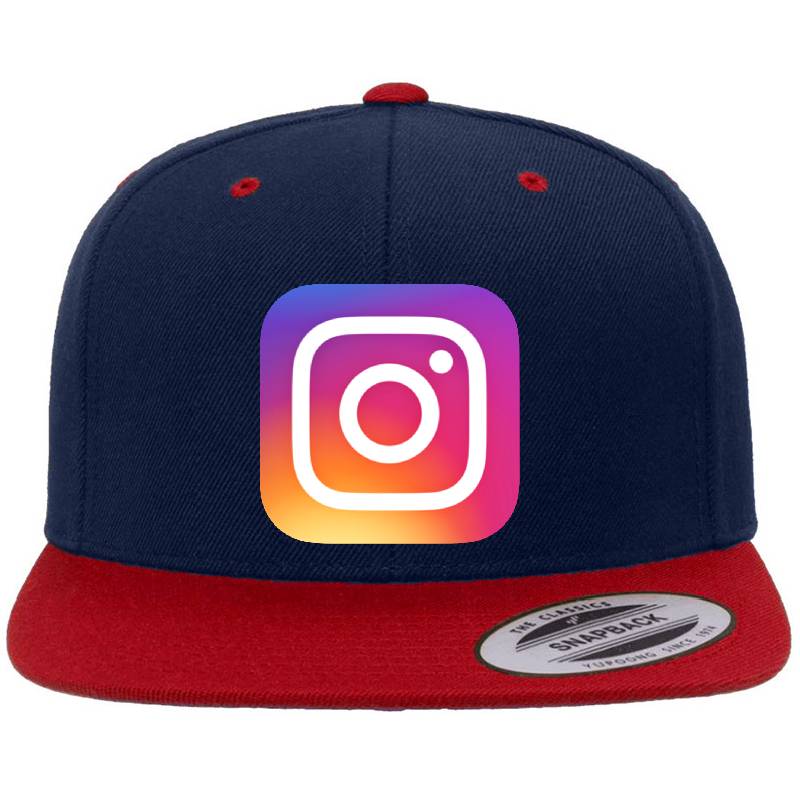 Instagram Logo Monogram Social Media Premium Flat Bill Snapback Cap - T ...