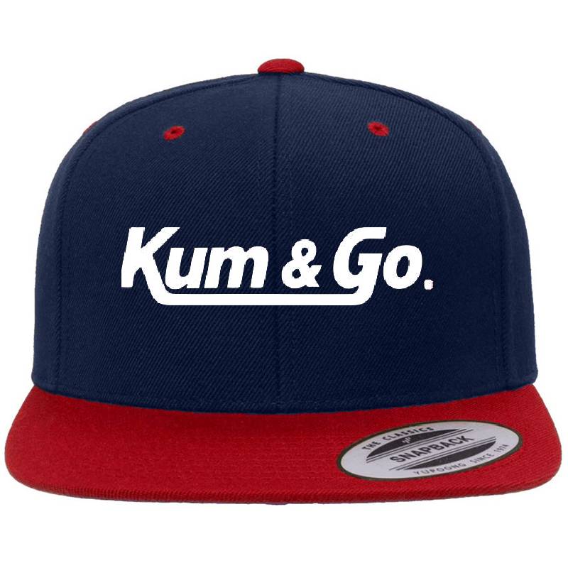 kum _ go logo Premium Flat Bill Snapback Cap - T-FUNNY
