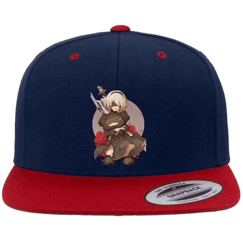 NieR:Automata 2B Premium Flat Bill Snapback Cap - T-FUNNY