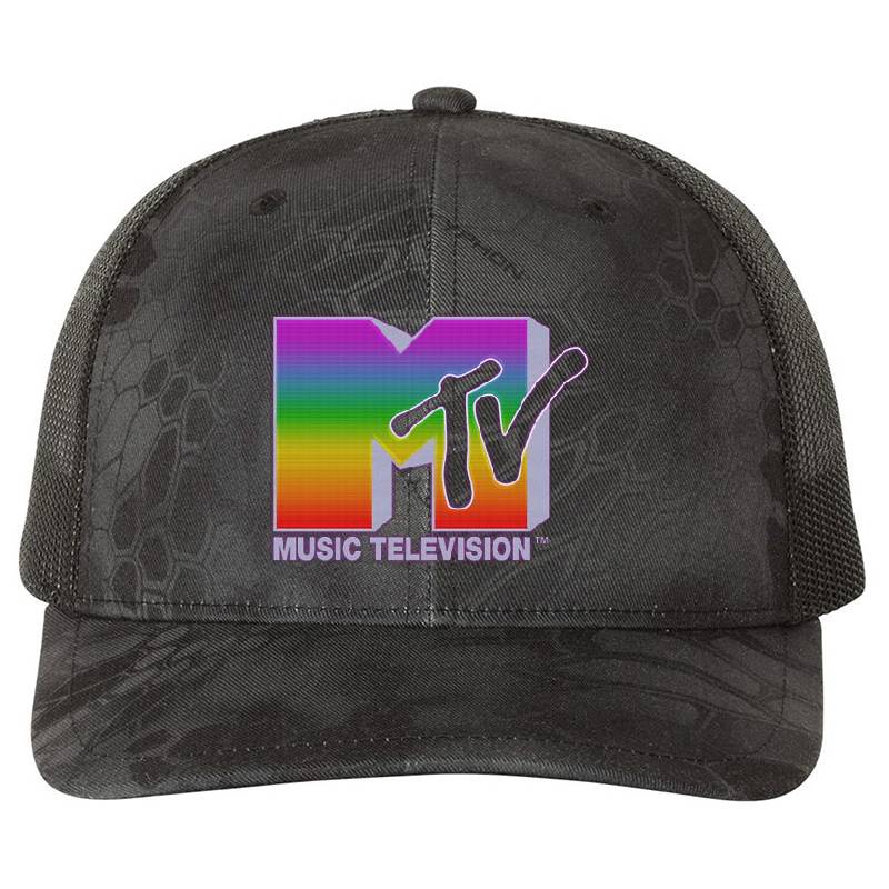 MTV Rainbow Static Glow Retro Logo Richardson Premium Trucker Snapback ...