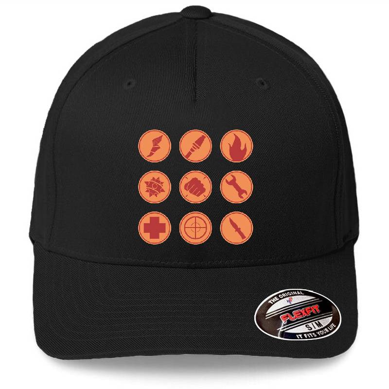 TF2 RED Class Symbols Flexfit Baseball Cap - T-FUNNY