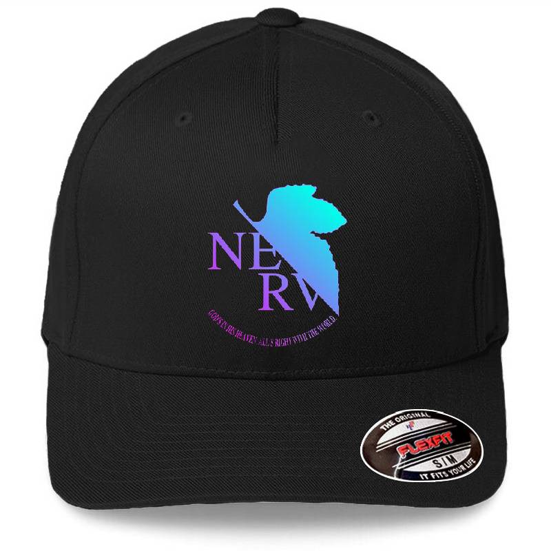 NERV Logo - aesthetic Flexfit Baseball Cap - T-FUNNY